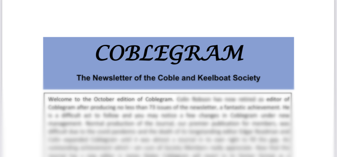 The Coblegram – The Coble and Keelboat Society
